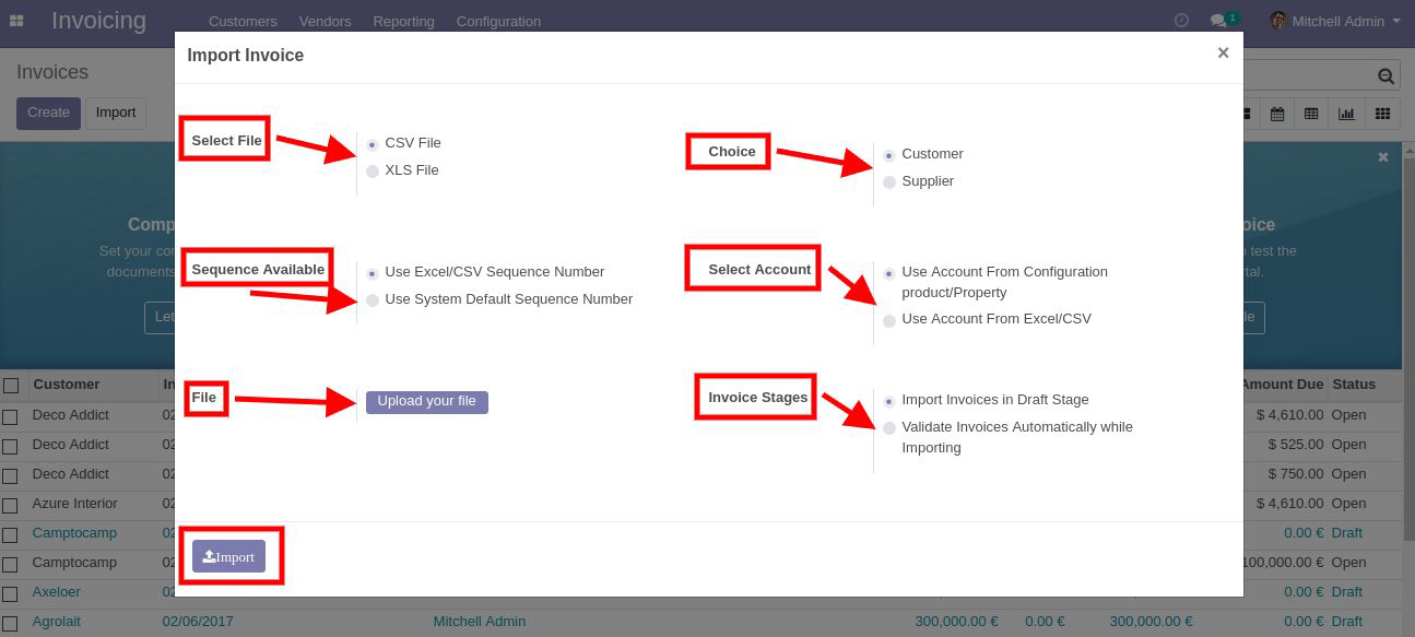 Odoo Import Invoice Data - Pragmatic