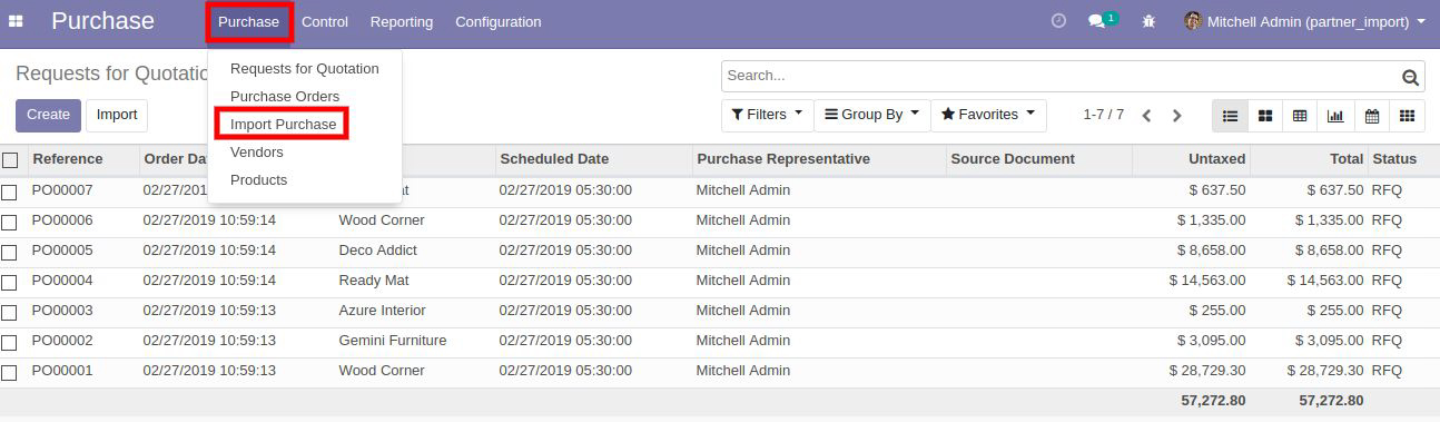 Odoo import Purchase order - Pragmatic