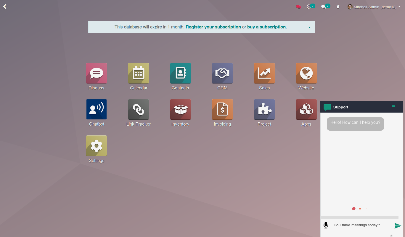 Odoo Chatbot | Odoo 12 Chatbot - Pragmatic
