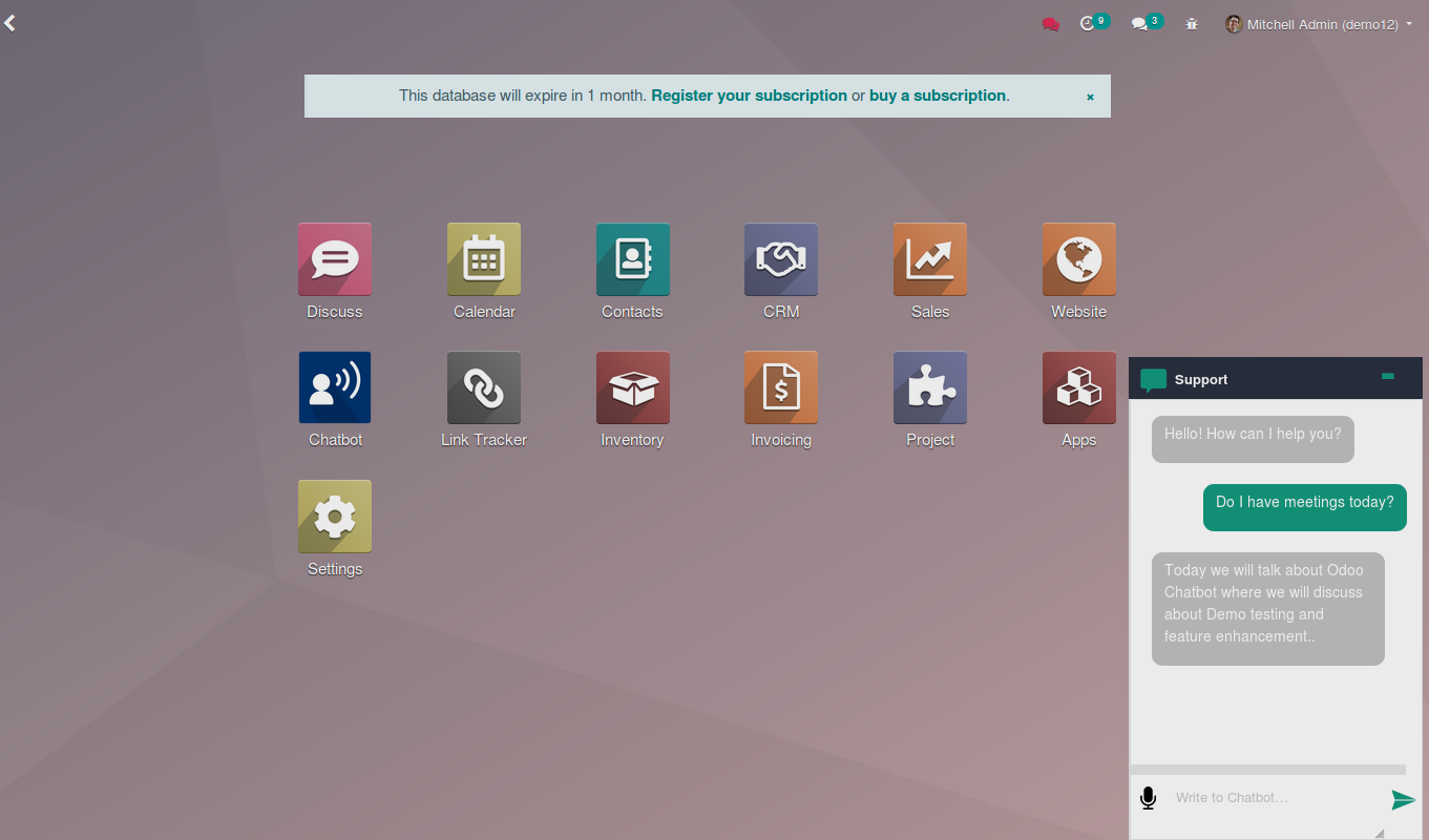 Odoo Chatbot | Odoo 12 Chatbot - Pragmatic